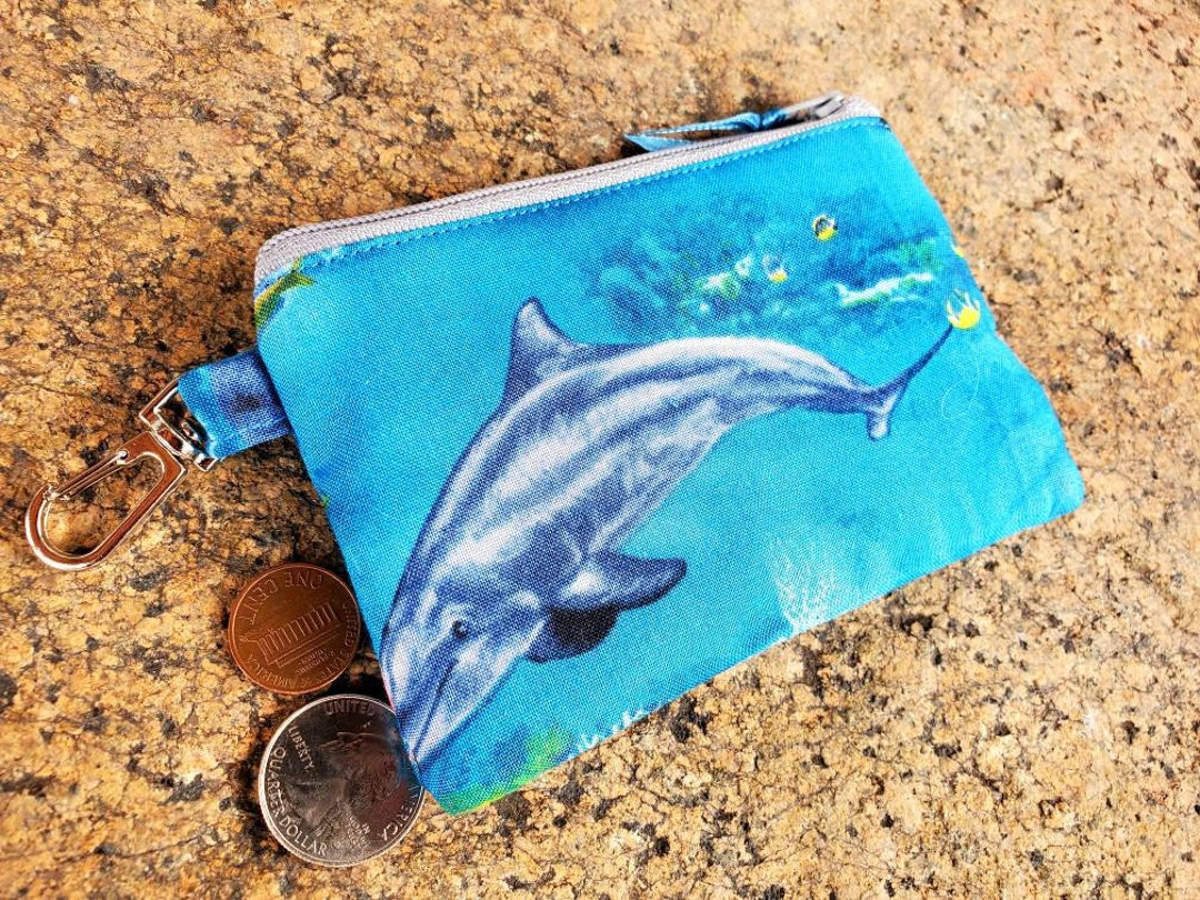Dolphin Coin Purse, Zipper Wallet, Personalized Coin Purse, Ear Bud ...