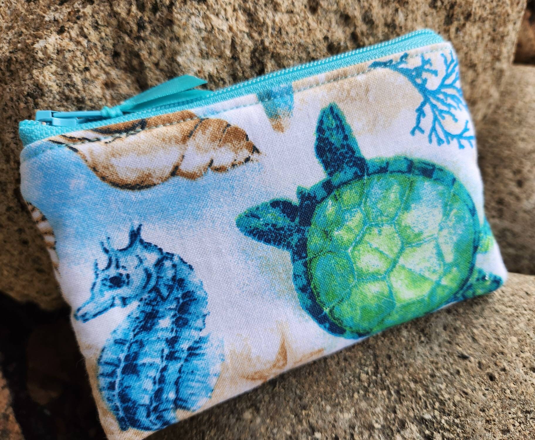 Seahorse Zipper Bag Sea Turtle Coin Purse Zipper Wallet Coin - Etsy