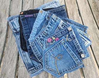 Denim Pockets, 10 Upcycled Denim Pockets, Blue Jean Repurposed, Denim ...