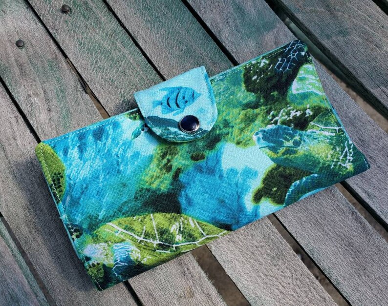 Sea Turtle Checkbook Cover Sea Turtle Coupon Wallet Fabric - Etsy