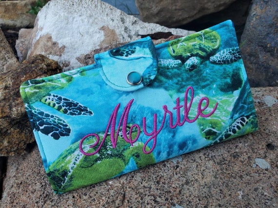 Sea Turtle Checkbook Cover Sea Turtle Coupon Wallet Fabric | Etsy