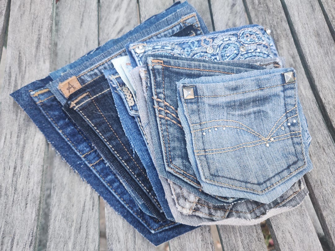 Denim Pockets, 10 Upcycled Denim Pockets, Blue Jean Repurposed, Denim ...