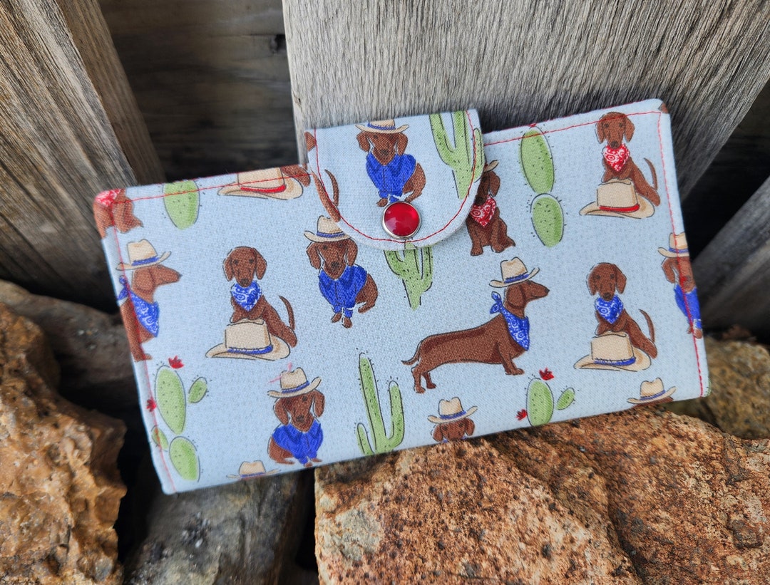 Dachshund Cowboy Checkbook Cover, Pet Themed Coupon Checkbook, Dog ...