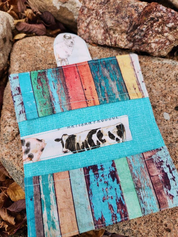 Farm Checkbook Cover, Tractor Checkbook Cover, Fabric Checkbook, Pig ...