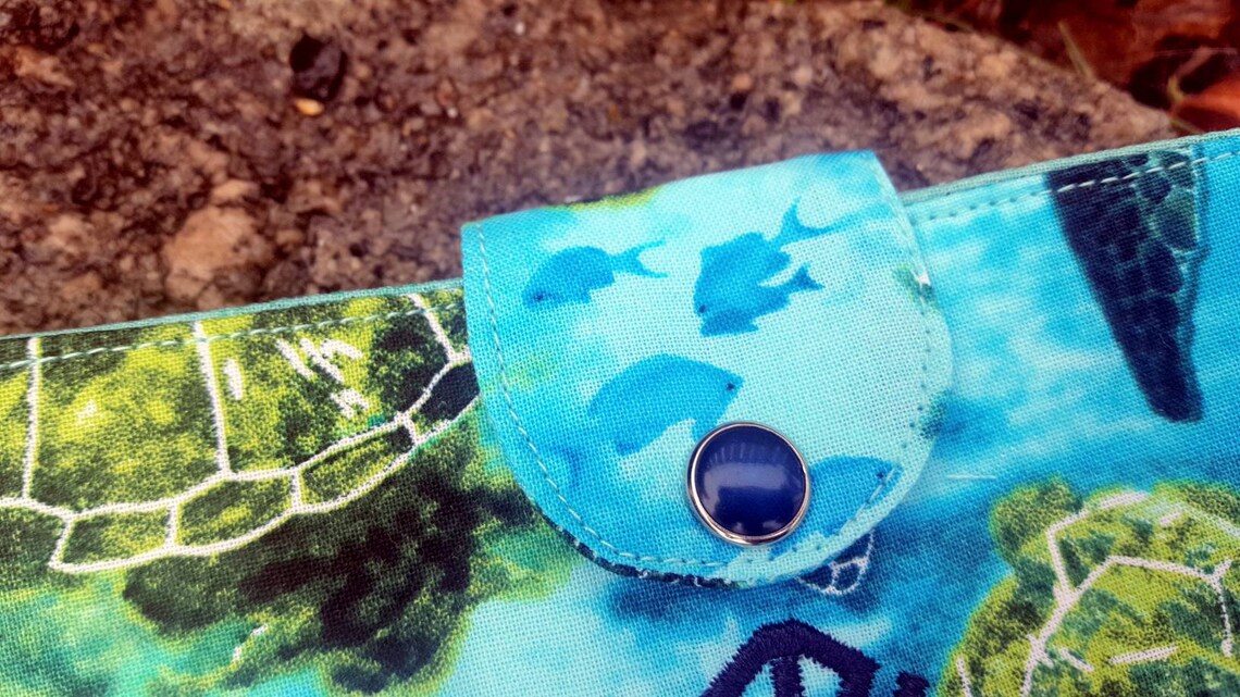 Sea Turtle Checkbook Cover Sea Turtle Coupon Wallet Fabric | Etsy