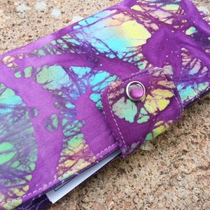 Purple Batik Checkbook Cover, Fabric Checkbook Case, Plum Checkbook ...