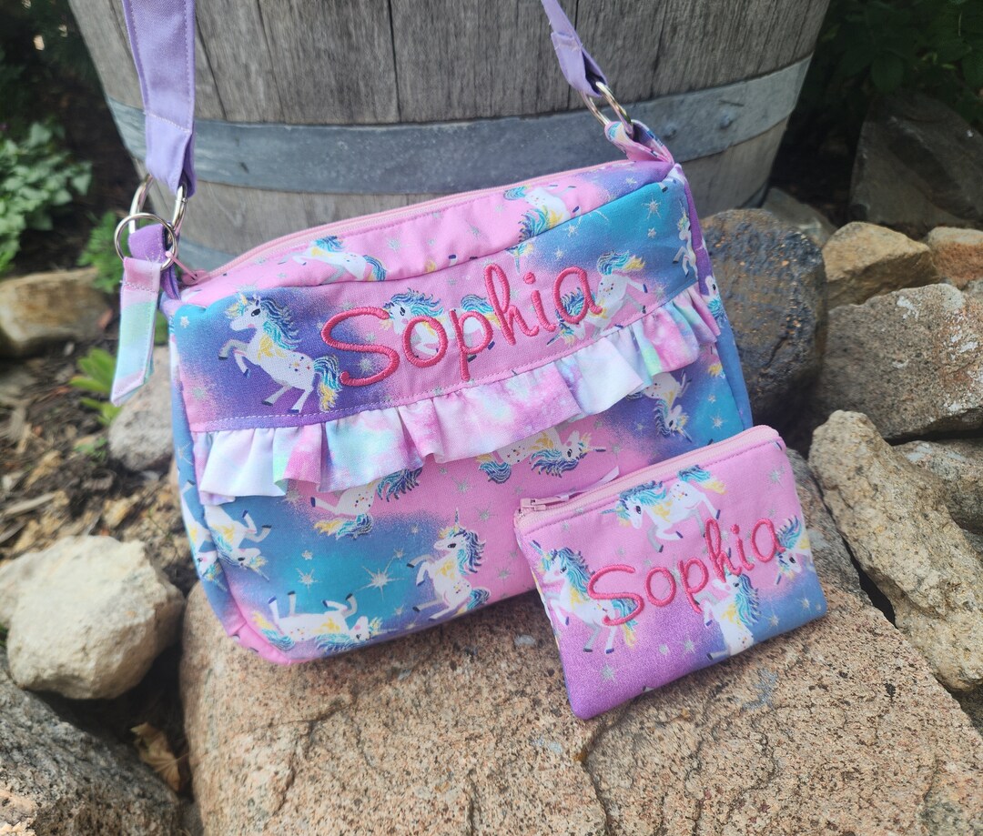 Personalized Girl's Purse, Unicorn Bag, Girl's Zipper Handbag, Small ...