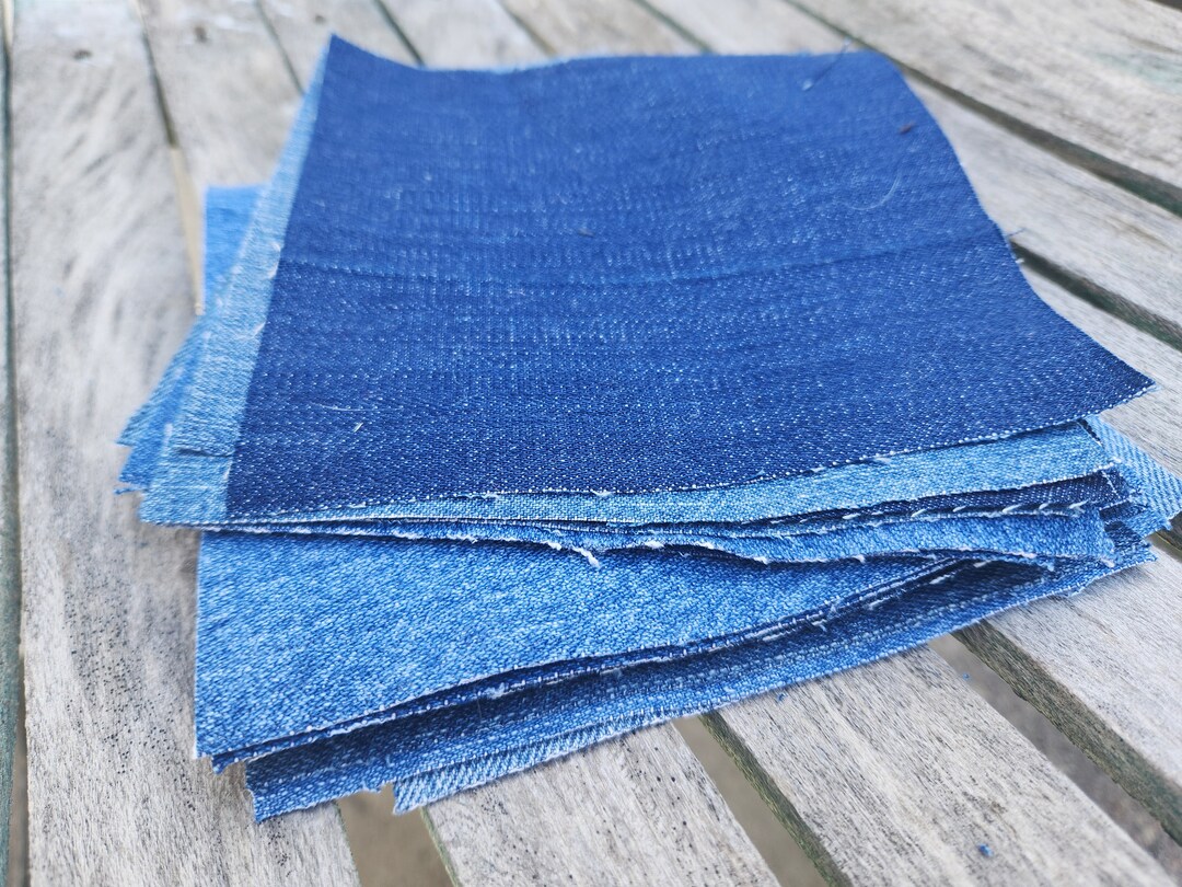 25 Denim Squares, 6x6 Denim Patches, , Denim Craft Supplies, Recycled ...