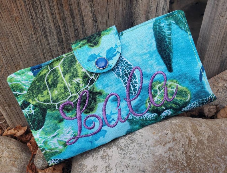Sea Turtle Checkbook Cover, Sea Turtle Coupon Wallet, Fabric Case ...