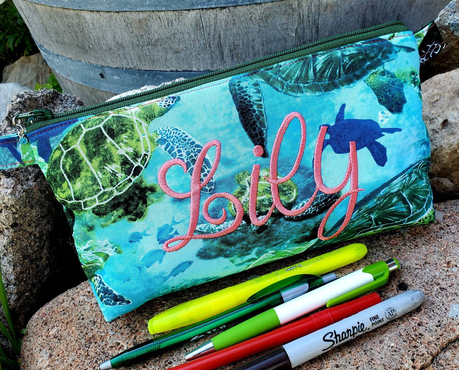 Sea Turtle Pencil Case Personalized School Supply Bag Fabric | Etsy