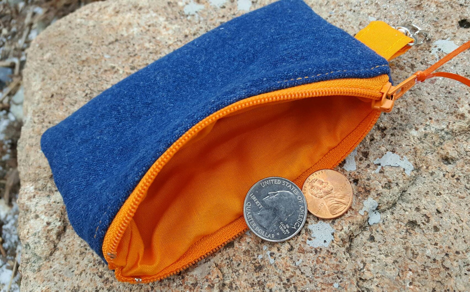 Denim Coin Purse Personalized Zipper Wallet Denim Pouch Ear | Etsy