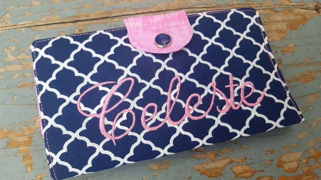 Personalized Navy Checkbook Cover, Coupon Holder, Geometric Checkbook ...