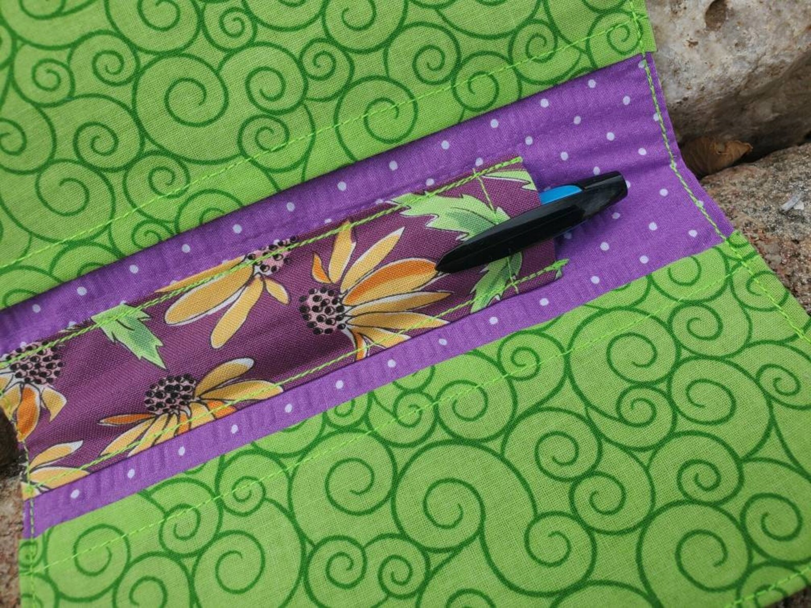 Purple Floral Checkbook Cover, Daisy Checkbook, Purple Coupon Case ...