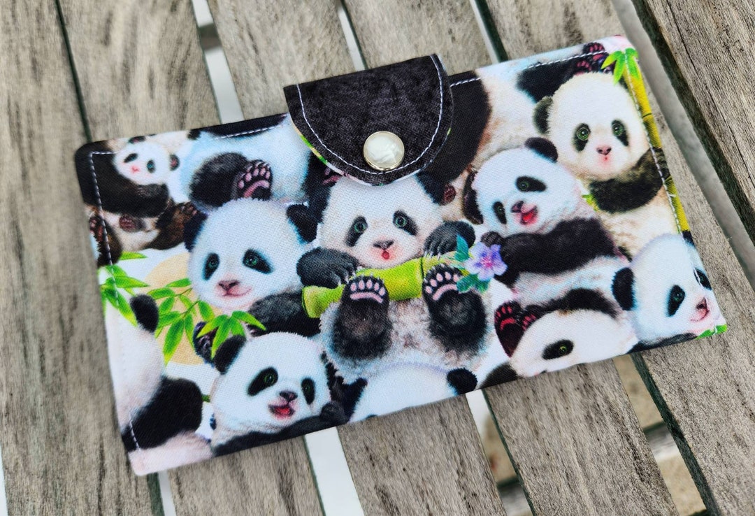 Panda Checkbook Cover, Coupon Wallet, Panda Fabric Checkbook, Panda ...