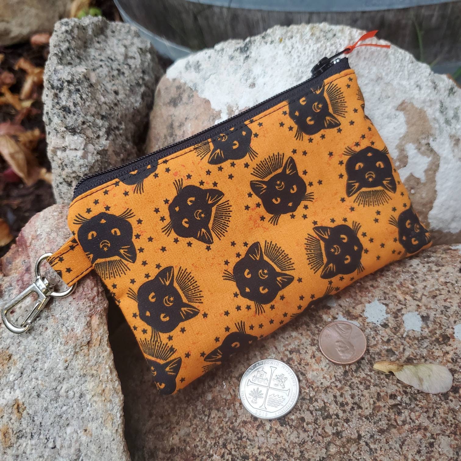 Halloween change purse Cat Coin Purse Kitty Zipper Pouch | Etsy