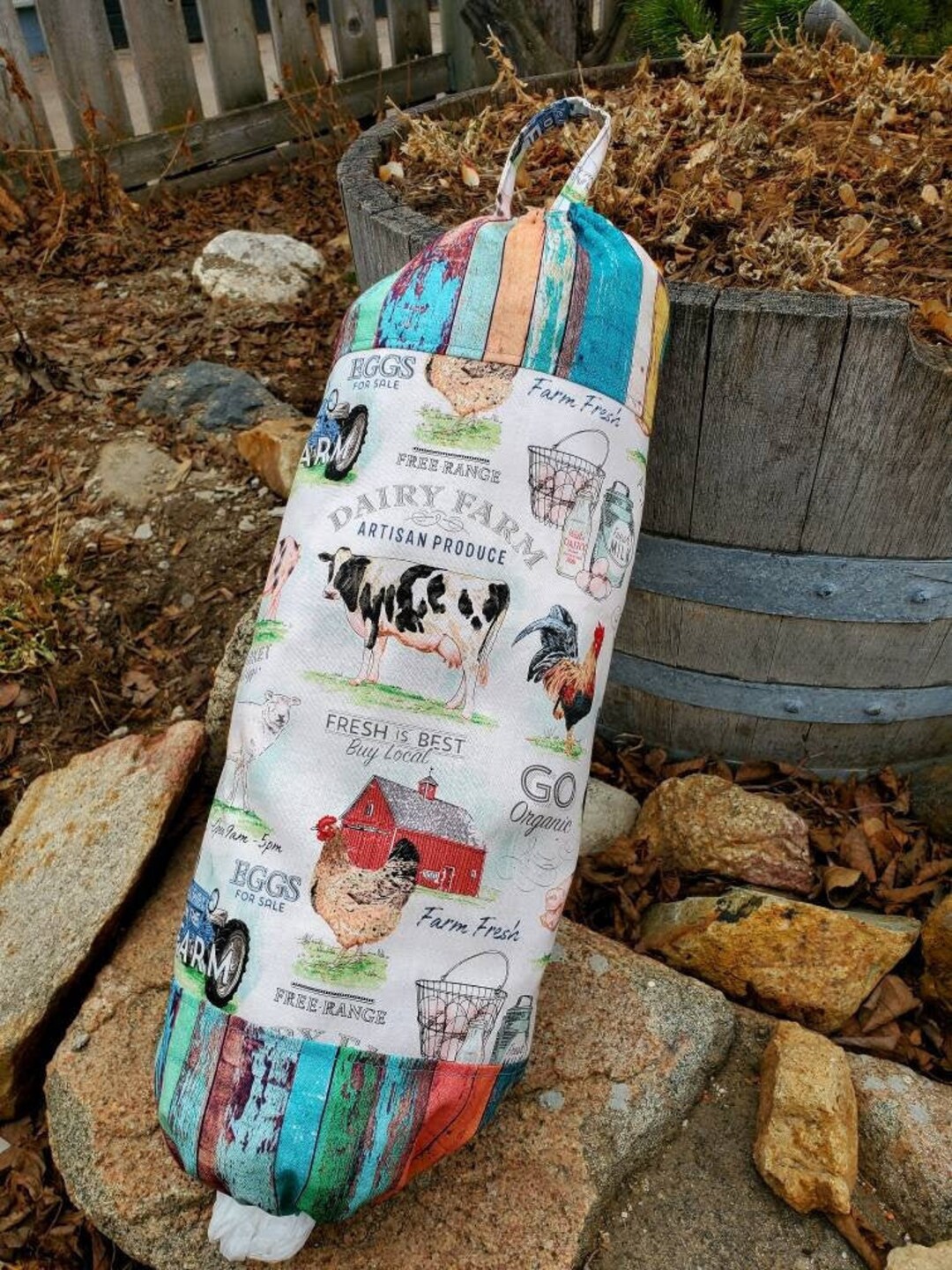 Farm Animals Bag Holder, Shopping Bag Dispenser, Cow Grocery Bag Holder ...
