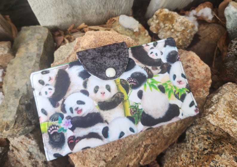 Panda Checkbook Cover, Coupon Wallet, Panda Fabric Checkbook, Panda ...