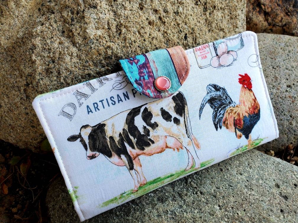 Farm Checkbook Cover, Tractor Checkbook Cover, Fabric Checkbook, Pig ...