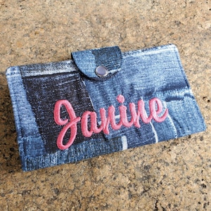 Personalized Denim Checkbook Cover, Denim Like Accessory, Personalized ...