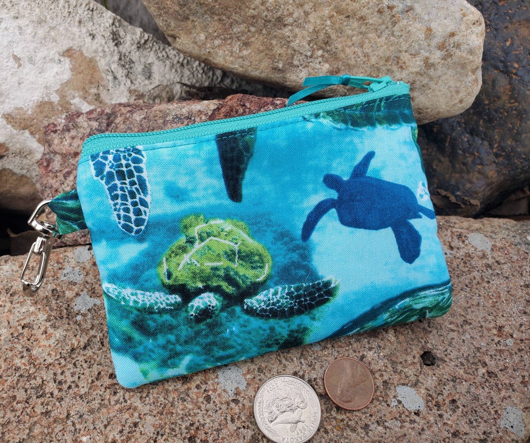 Sea Turtle Coin Purse, Zipper Wallet, Personalized Coin Purse, Ear Bud ...