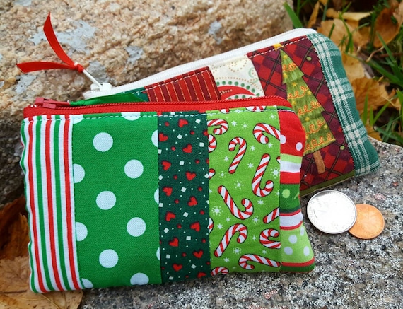Christmas Coin Purse Christmas Wallet Patchwork Coin Purse | Etsy