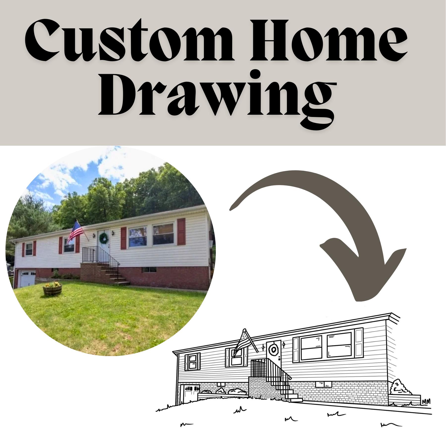 Custom Home Line Drawing DIGITAL DOWNLOAD - Etsy