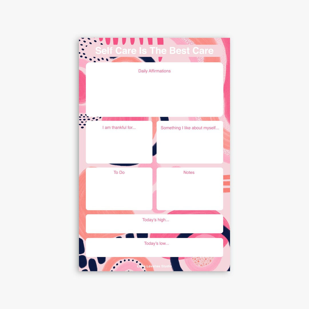 Self Care Notepad | Cute Daily Planner Self Care A5 Writing Pad Teacher ...