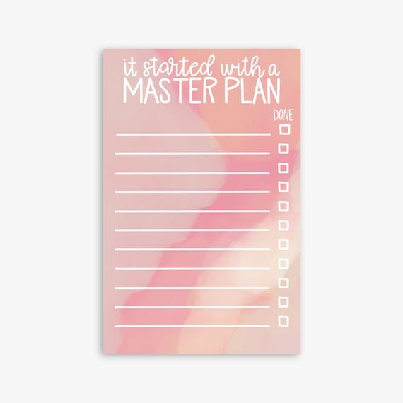 Master Plan Notepad - Funny Notepad - To Do List - Desk Pad - Writing ...