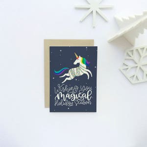 Boxed Set of 8 Cute Holiday Card Unicorn Holiday Card Magical Holiday ...