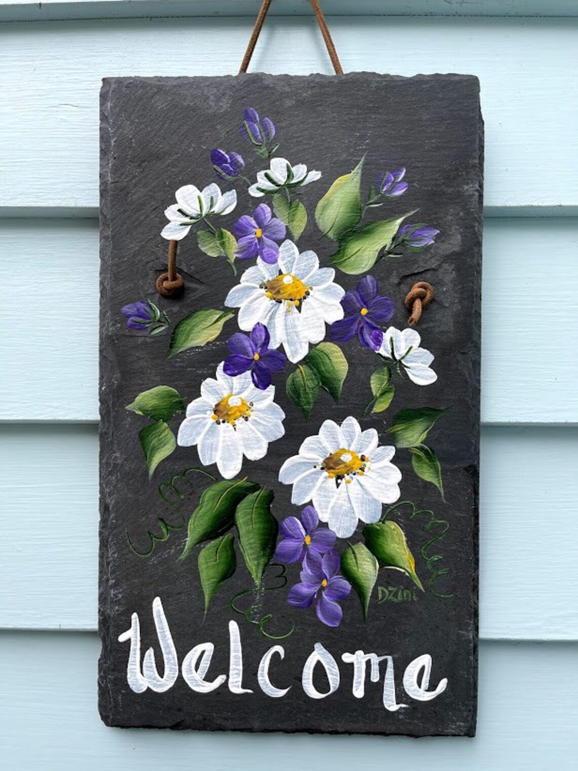 Welcome Slate with Daisies 12 high x 7 wide | Etsy