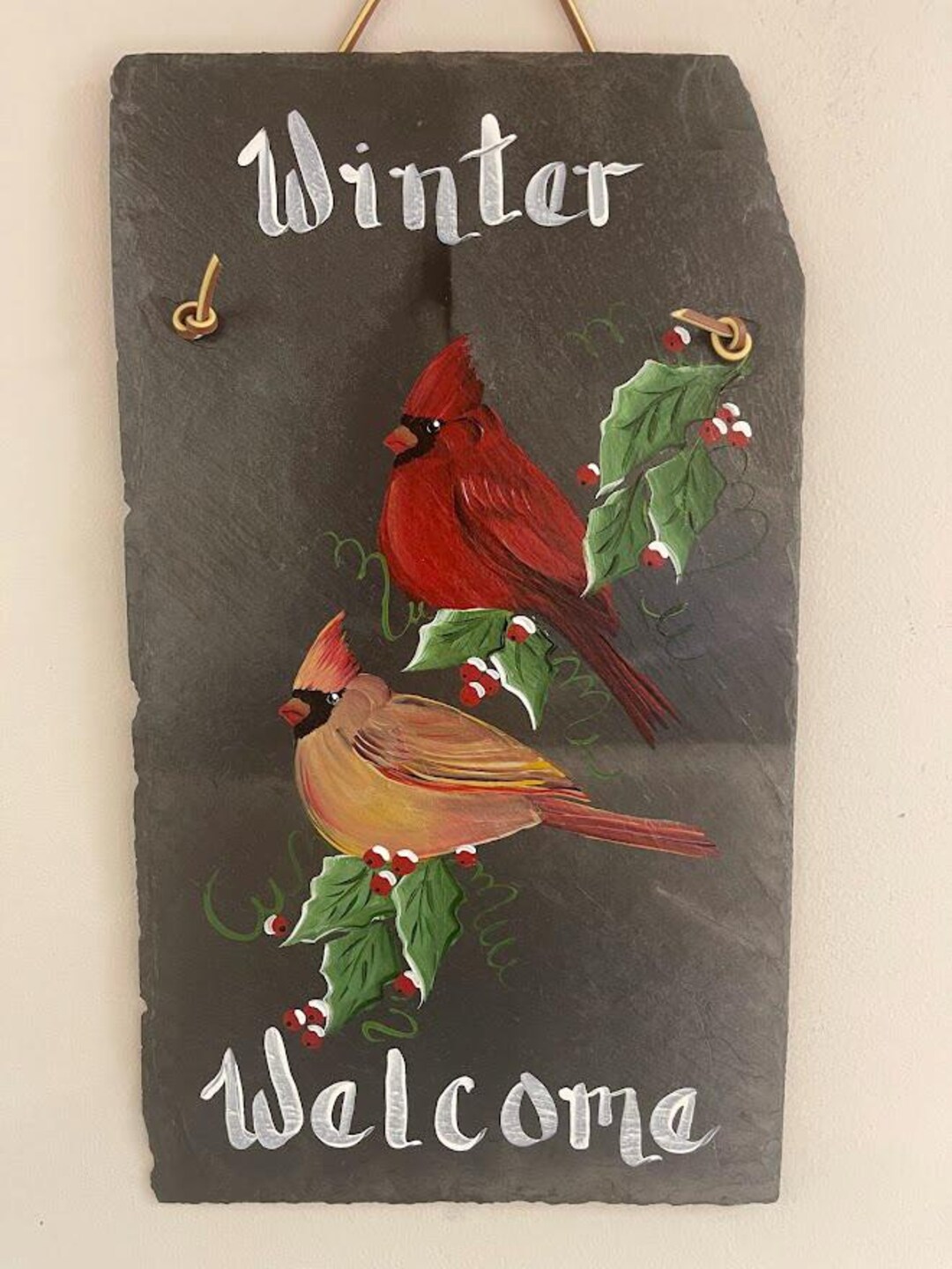 Large Two Cardinal Welcome Slate 14 High X 8 Wide - Etsy
