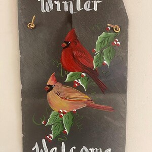 Large Two Cardinal Welcome Slate 14 High X 8 Wide - Etsy
