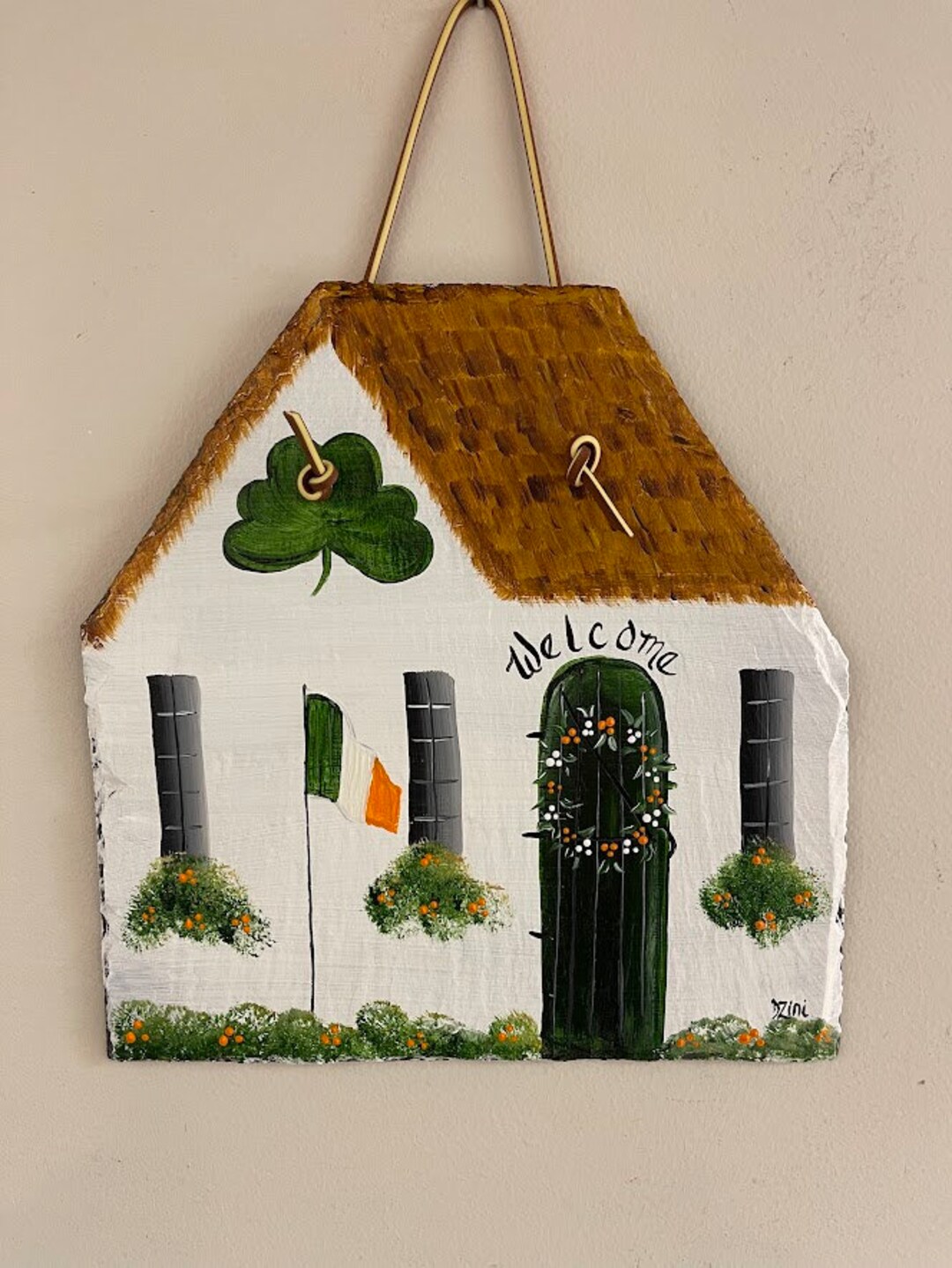 Irish Cottage Slate With Irish Flag and Gaelic Saying 8.5 High X 8.5 ...