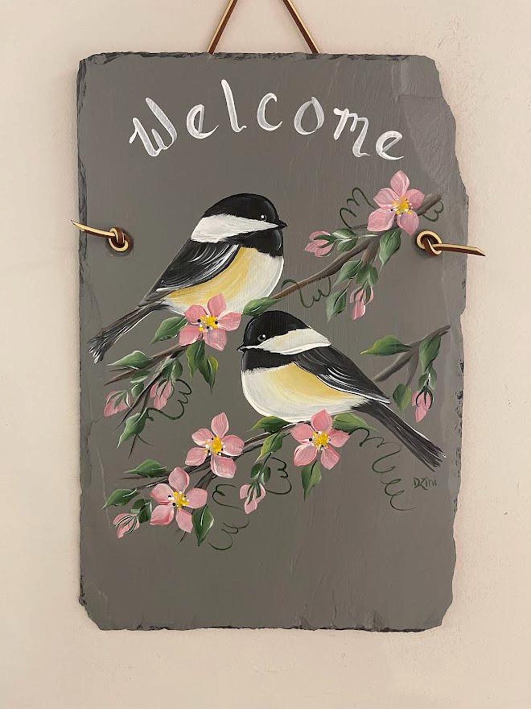 Chickadee Welcome Slate 12 High X 8wide - Etsy