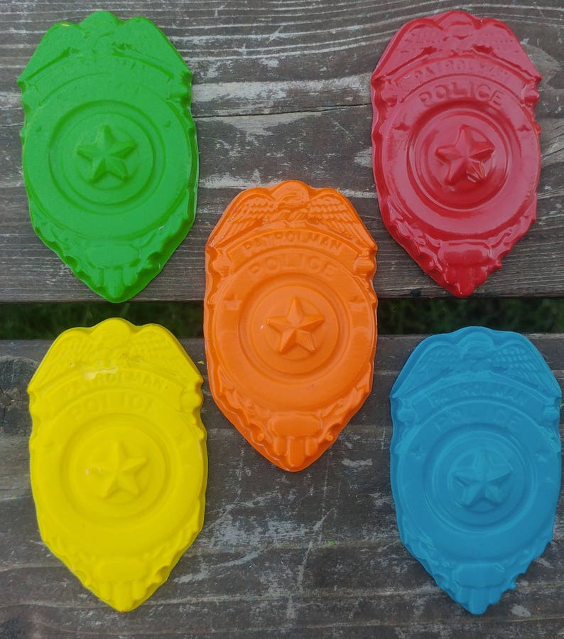 Police Badge Crayons 20 Police Party Favors Police Birthday - Etsy