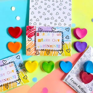 Kids Valentine's Day Heart Crayons - School Class Valentine's Day Cards ...