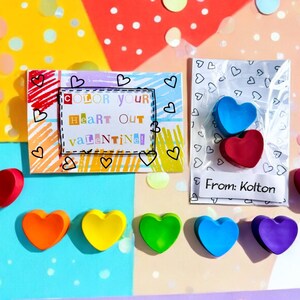 Kids Valentine's Day Heart Crayons - School Class Valentine's Day Cards ...