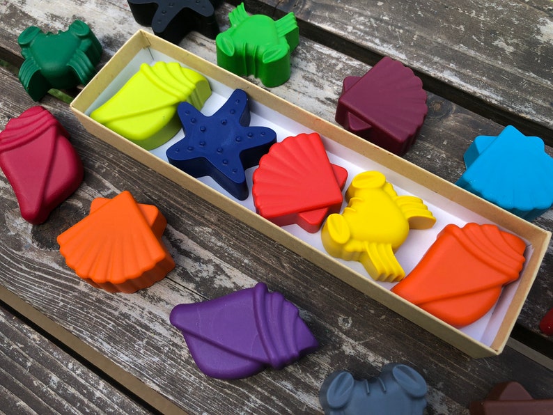 Seashell & Crab Crayons Beach Party Favors Kids Gifts - Etsy