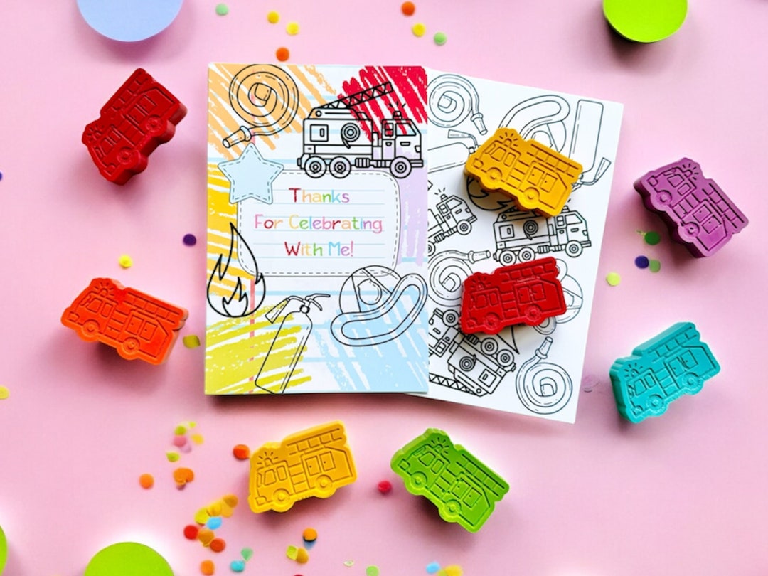 Fire Truck Crayons - Fireman Party Favors - Kids Fire Truck Party ...