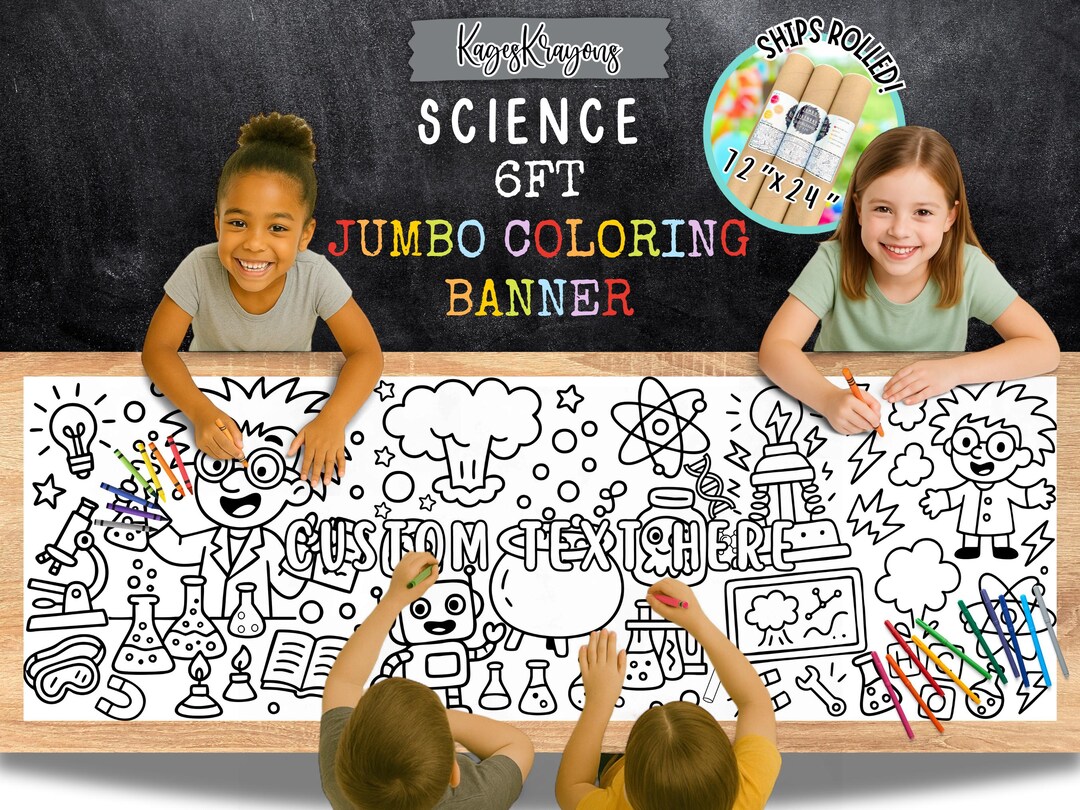 Mad Scientist Coloring Page Banner - Personalized Coloring Poster ...