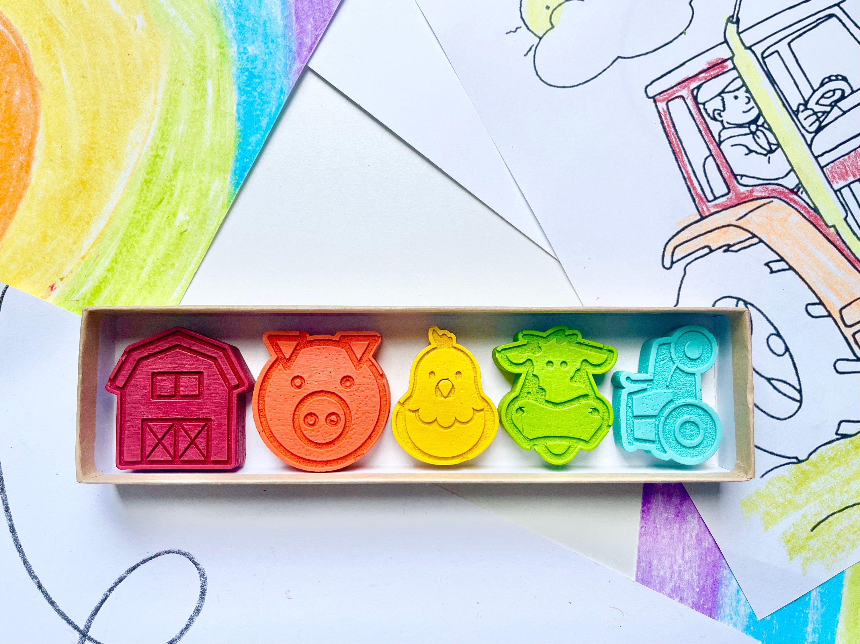 Farm Crayons Farm Party Favors Gifts for Kids Stocking - Etsy