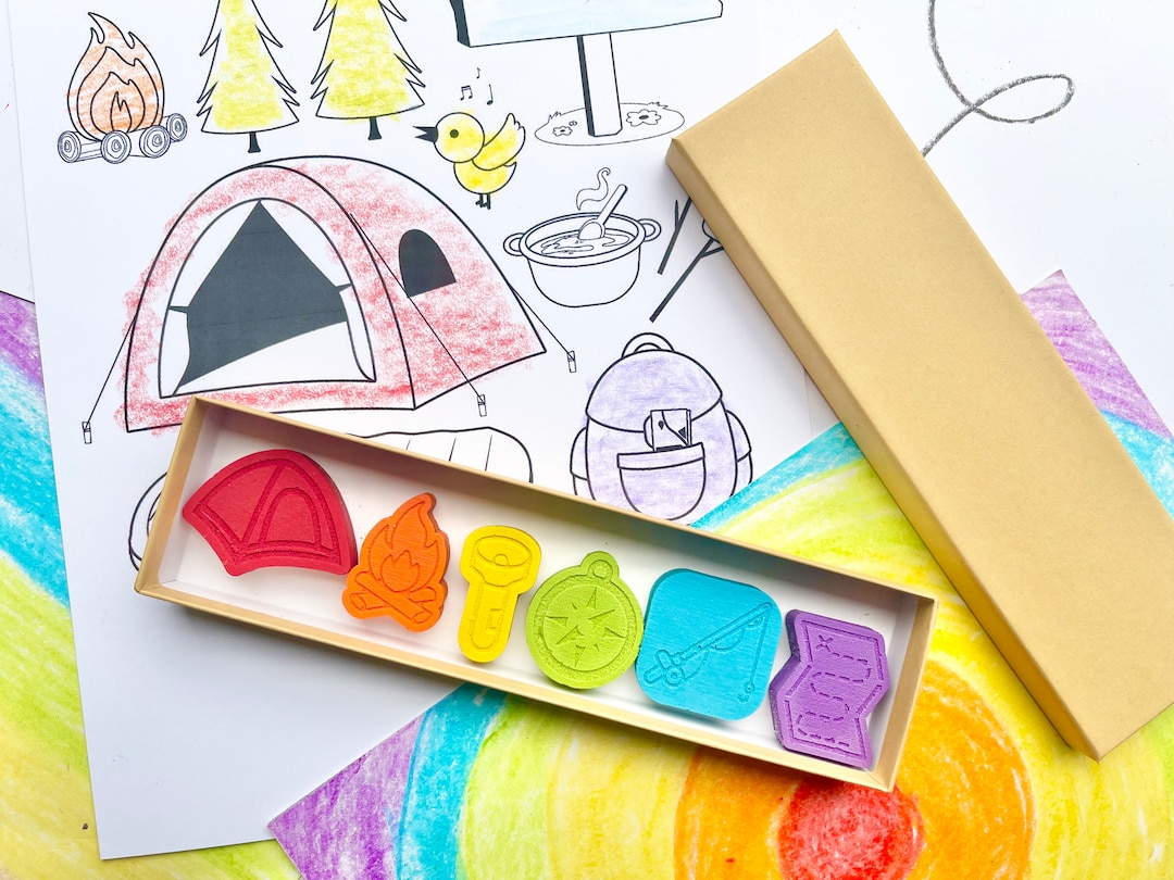 Camping Adventure Crayons - Happy Camper Birthday Party Favors - Kids ...