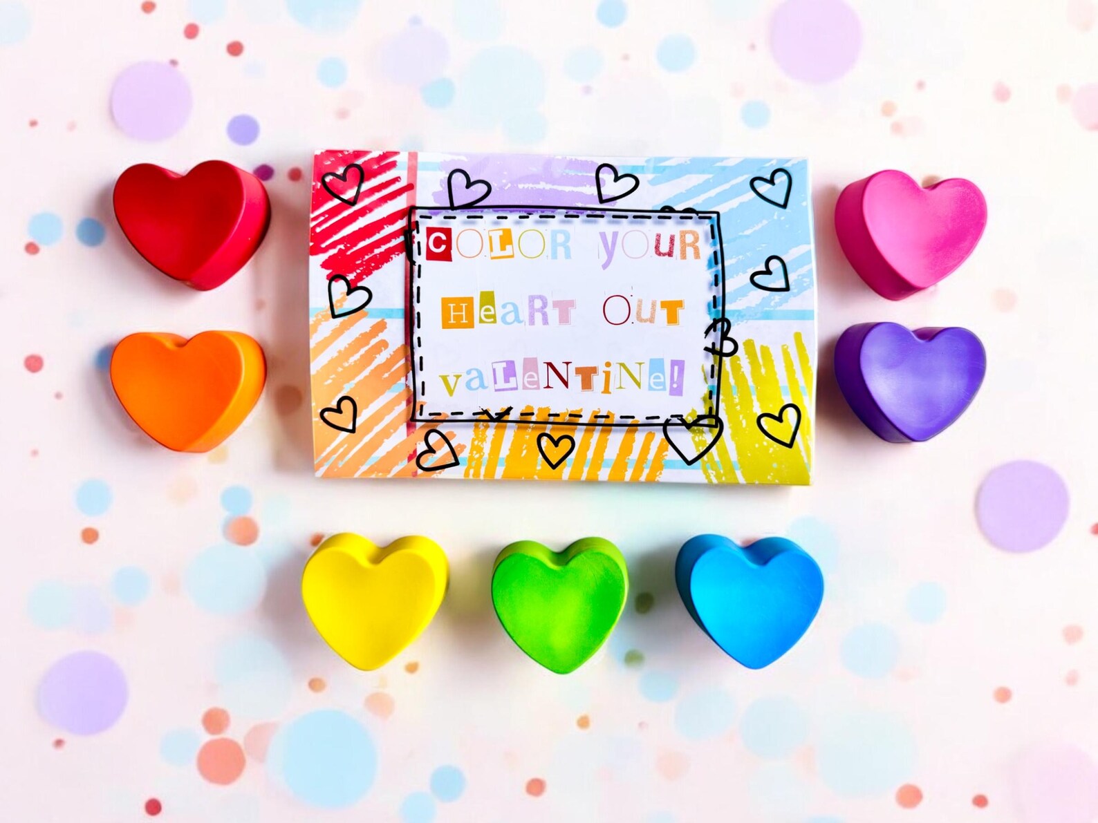 Kids Valentine's Day Heart Crayons - School Class Valentine's Day Cards ...