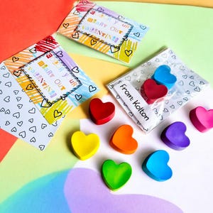 Kids Valentine's Day Heart Crayons - School Class Valentine's Day Cards ...