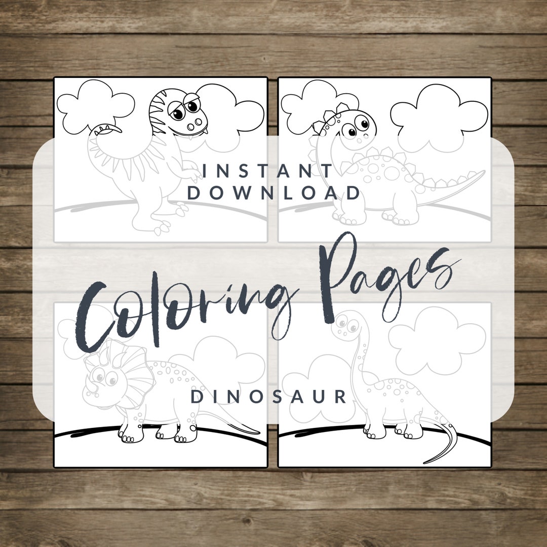 Dinosaur Coloring Pages Instant Download Dinosaur Party Favors Dinosaur ...