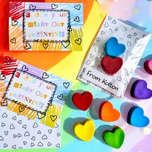 Kids Valentine's Day Heart Crayons - School Class Valentine's Day Cards ...