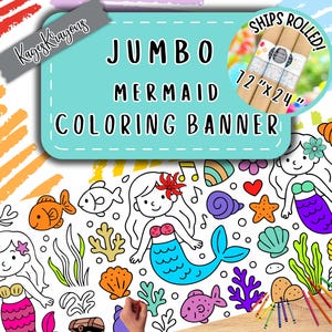 Mermaid Coloring Page Banner - Personalized Mermaid Coloring Poster ...