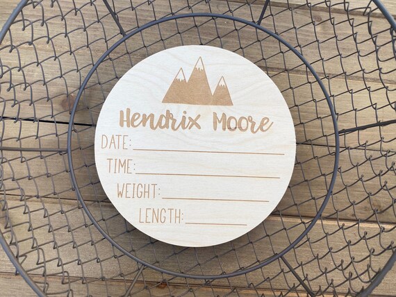 Birth Announcement Sign - Mountain Birth Stats Sign - Birth ...