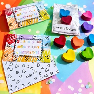 Kids Valentine's Day Heart Crayons - School Class Valentine's Day Cards ...