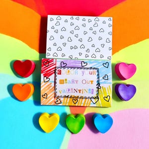 Kids Valentine's Day Heart Crayons - School Class Valentine's Day Cards ...